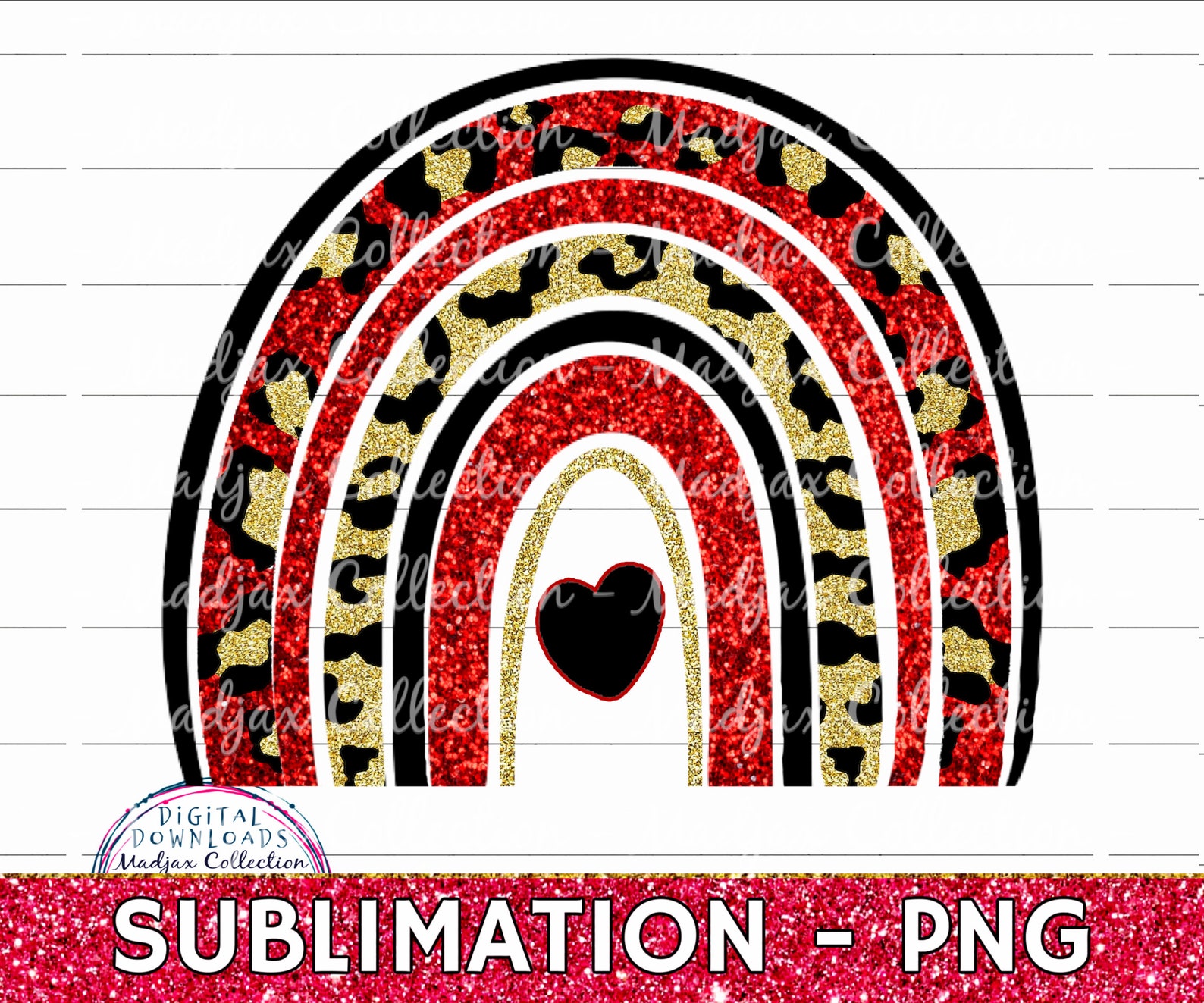 Red & Gold Rainbow Sublimation Design PNG Leopard Rainbow - Etsy