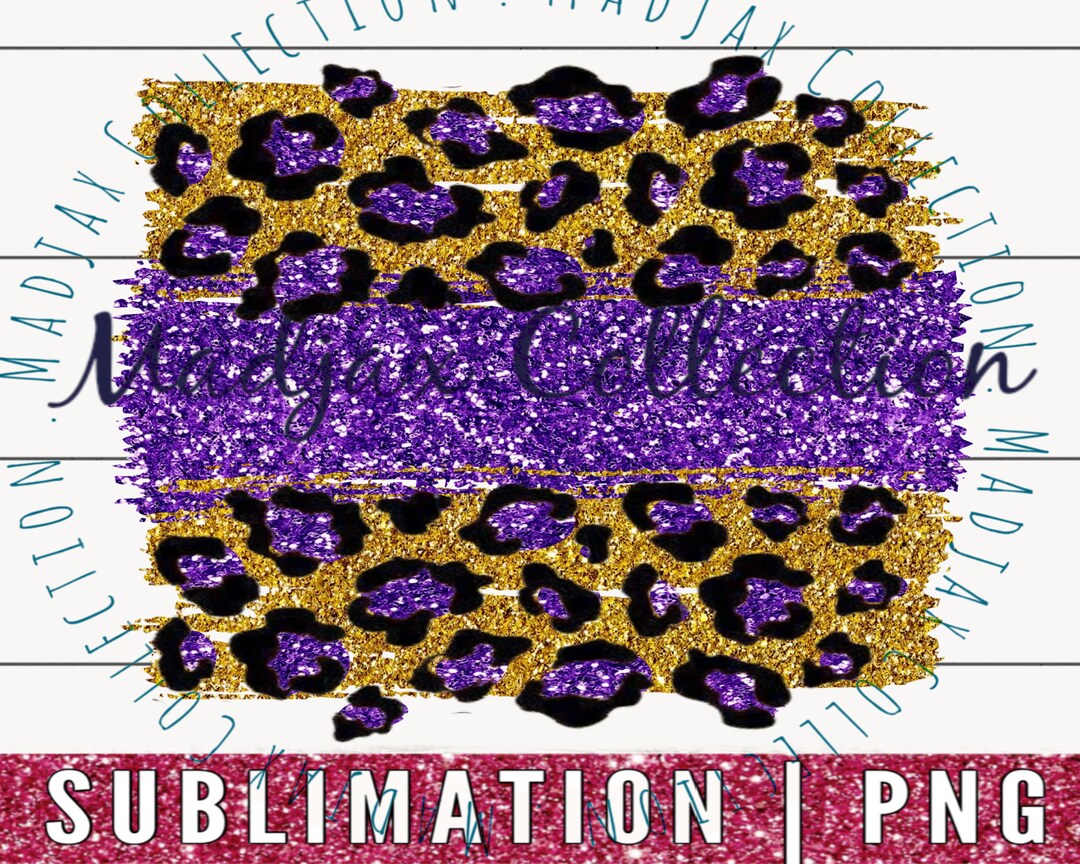 Leopard Sublimation, Gold & Purple, Bridal Squad Background, Brush ...