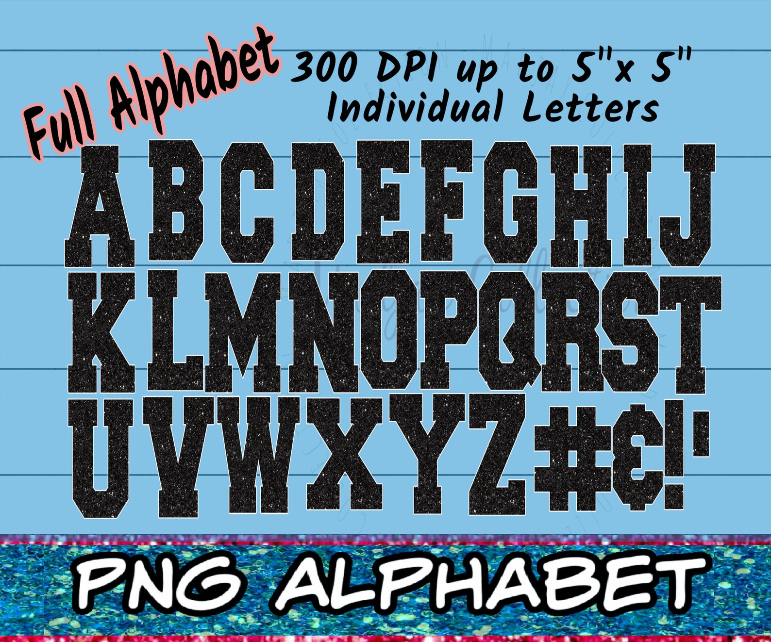 Varsity Glitter Alphabet Set. PNG Sublimation Instant - Etsy