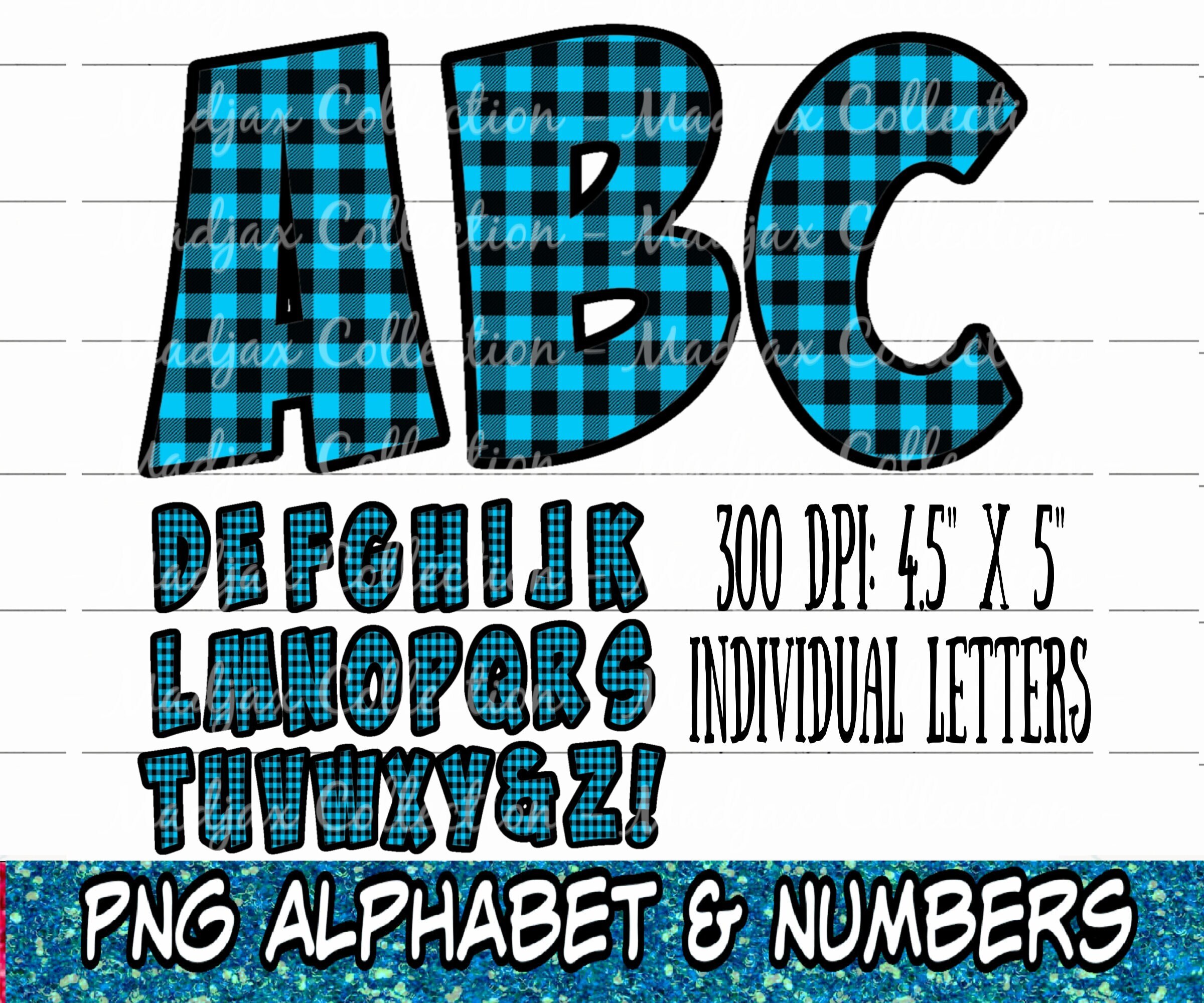 Turquoise Plaid Alphabet & Numbers A-Z 0-9 Individual - Etsy
