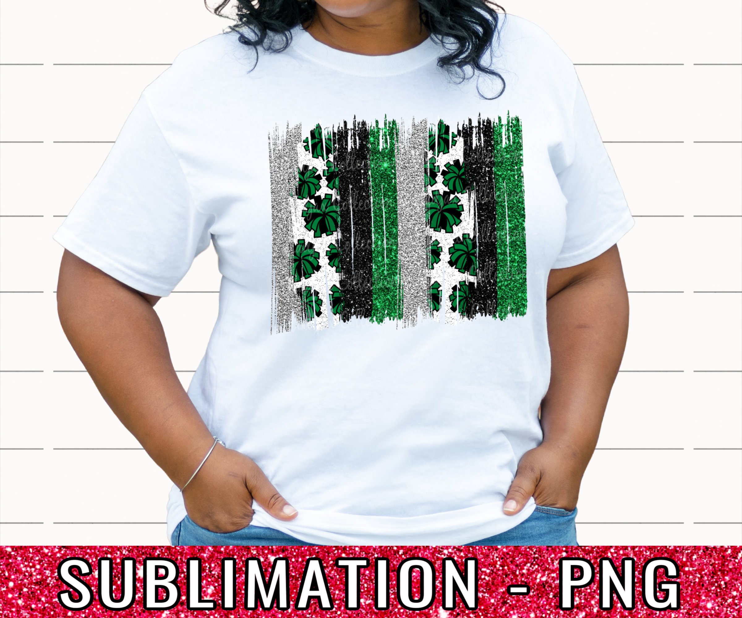 Green Cheerleader Brush Stroke - Pom-poms PNG, Spirit Shirt PNG, Dance ...