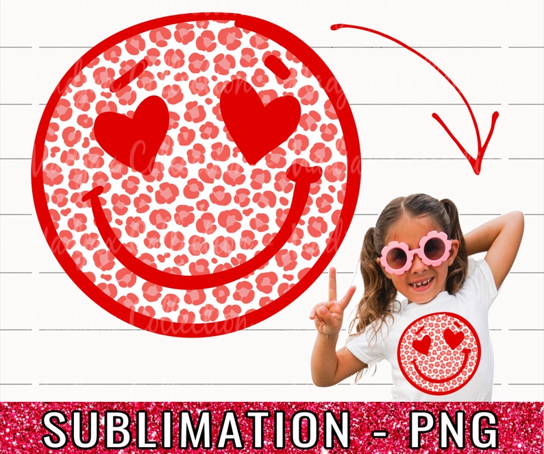 Valentine's Day Smiley Face, 4 PNG File Bundle, Smiley Faces With Heart ...