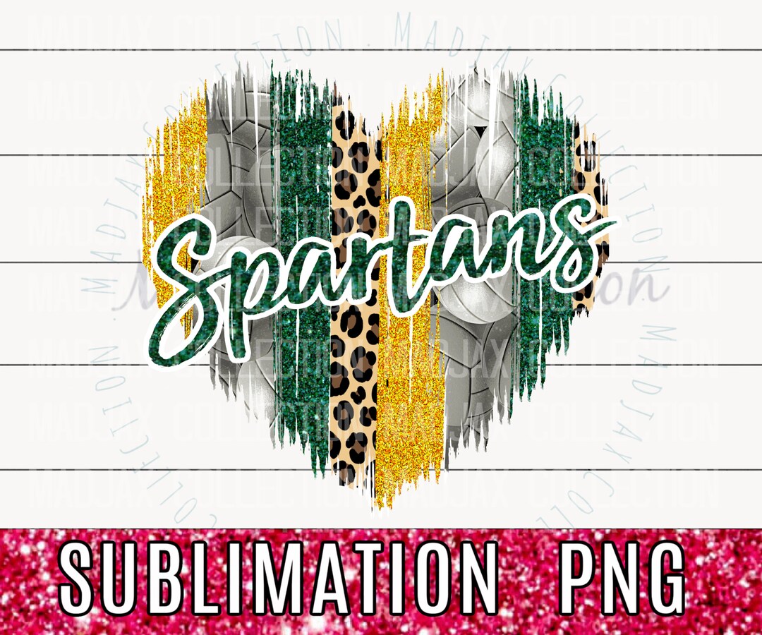 Spartans Heart Brush Stroke, PNG Sublimation, Team Colors, Volleyball ...