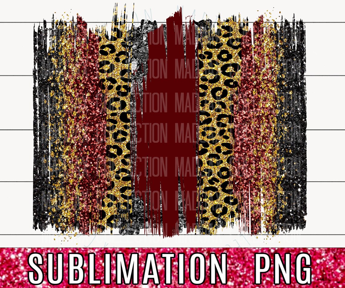 Brush Stroke Sublimation PNG File Glitter Leopard Maroon & - Etsy