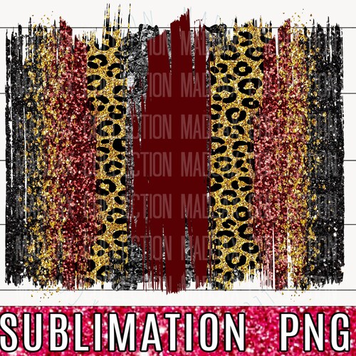 Brush Stroke Sublimation PNG File Glitter Leopard Maroon & - Etsy