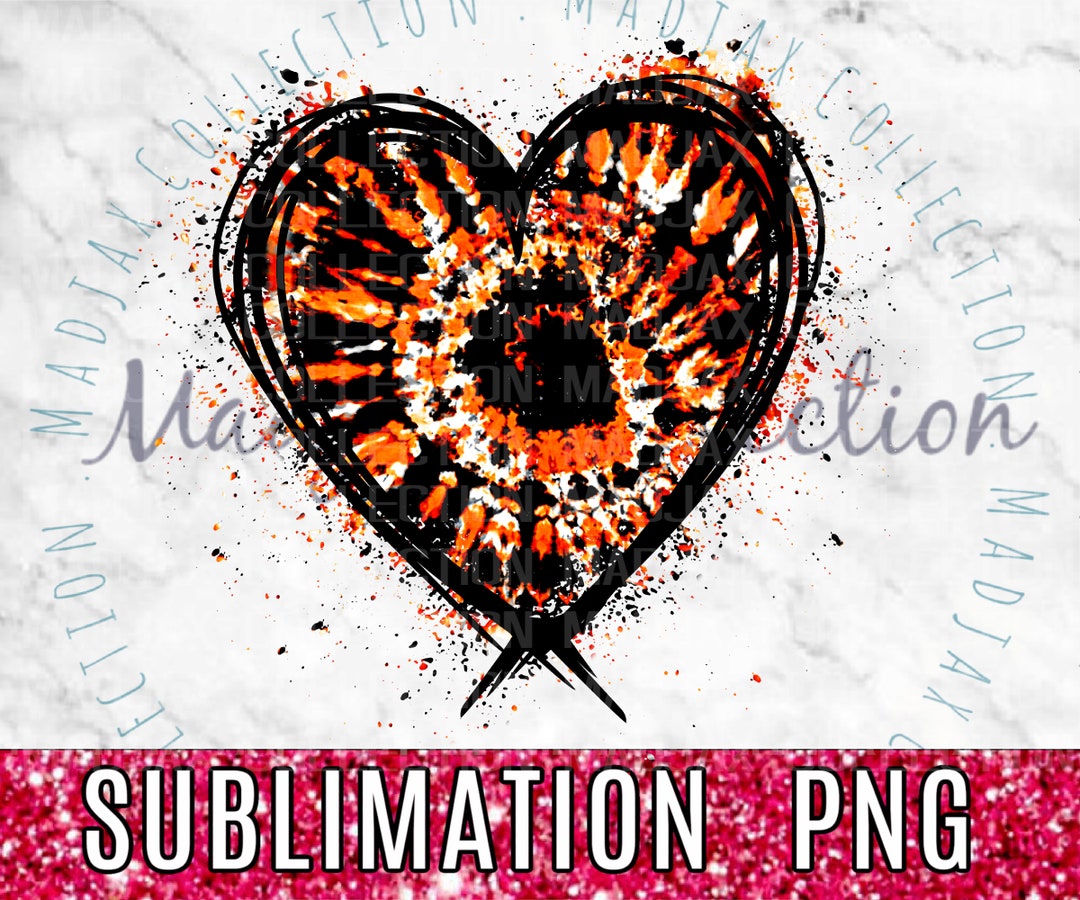 Tie Dye Heart, PNG File, 2 Sublimation Designs, Tie Dye, Splatter Heart ...