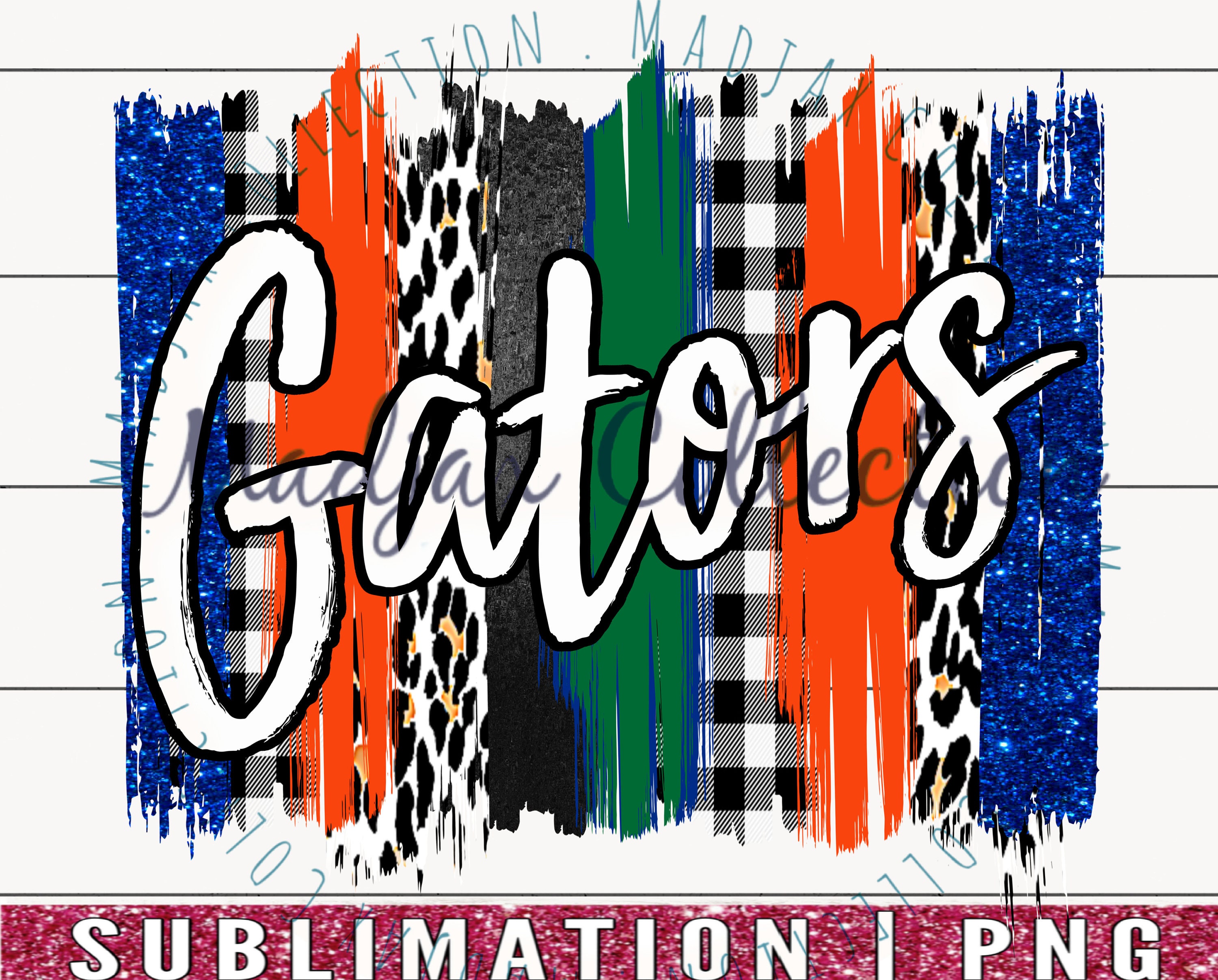 Gators Sublimation PNG Blue Green Orange Cheetah Glitter | Etsy