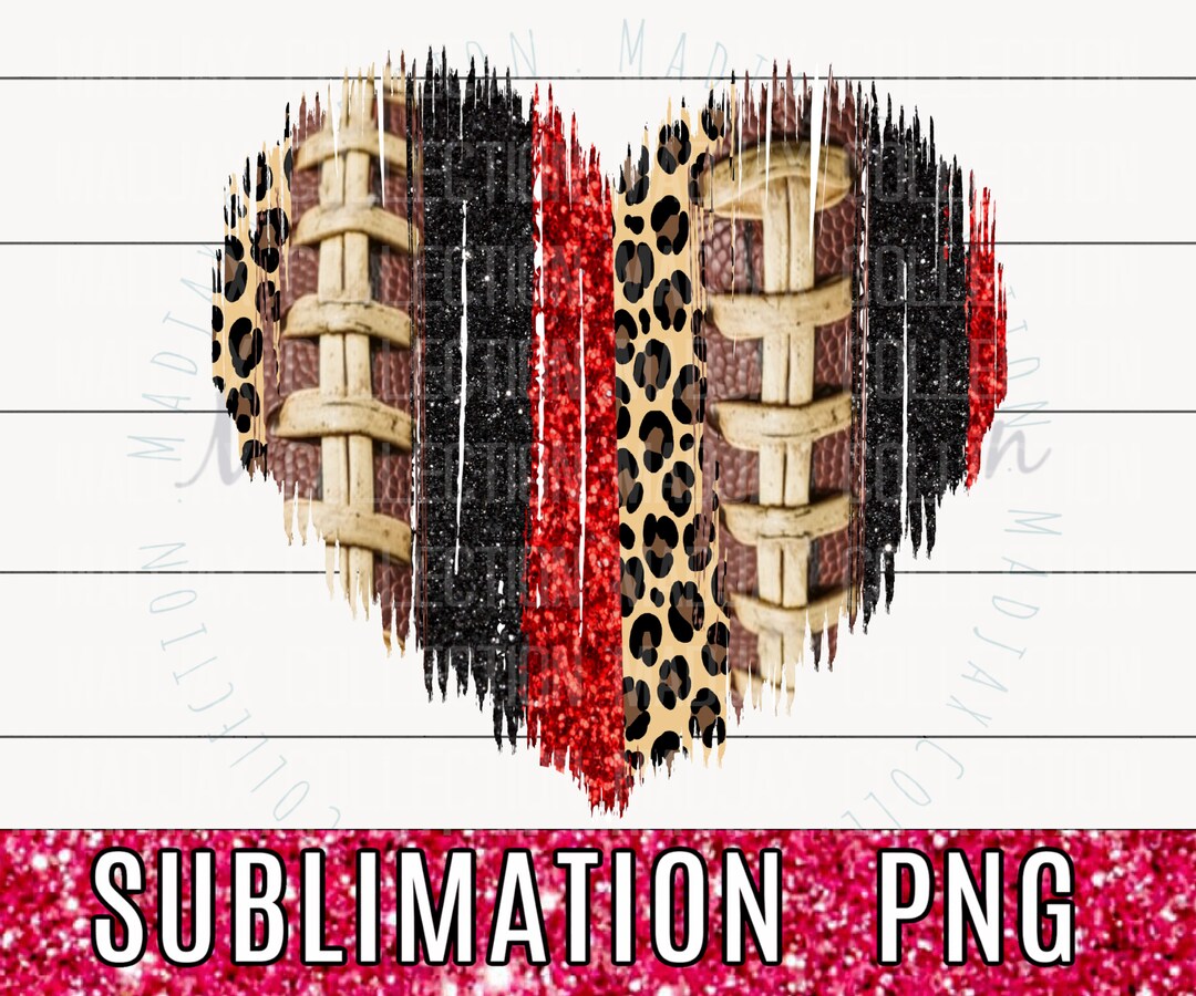 Red & Black Football Brushstroke Heart, PNG Sublimation, Team Colors ...