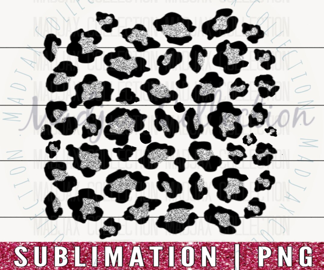 Silver Leopard Print PNG File, Sublimation Design, Square Background, T ...