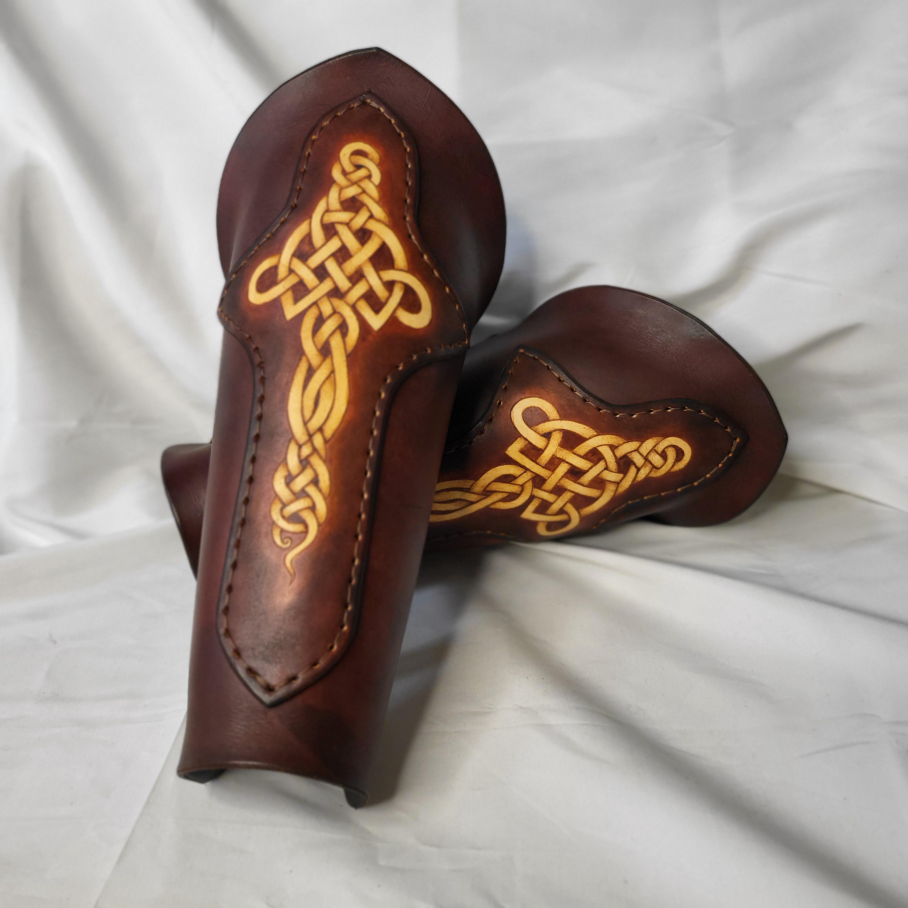 Celtic Greaves Leather Legs Handmade for SCA LARP Cosplay & Fantasy ...