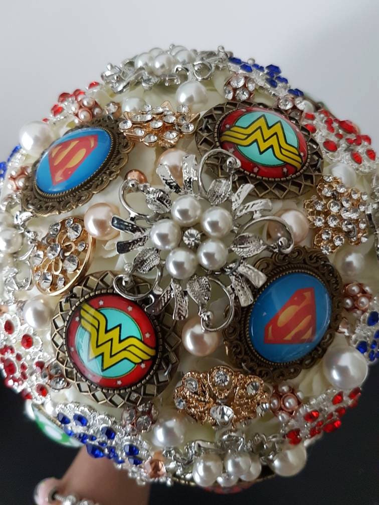 Bespoke Hand Made Marvel DC Wedding Brooch Bouquet Love Batman - Etsy