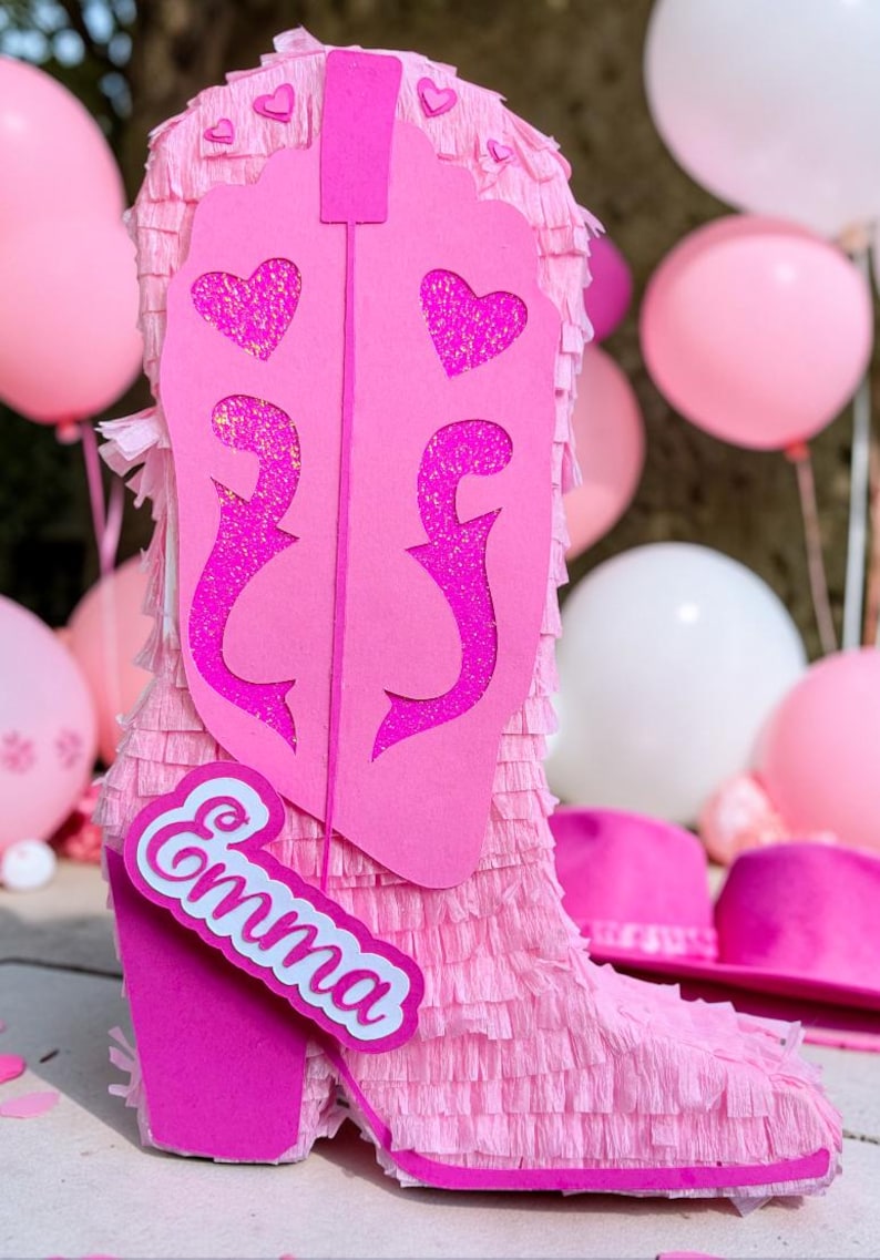 Pink Western Boot Mini Piñata – Handmade Cowgirl Party Favor ...