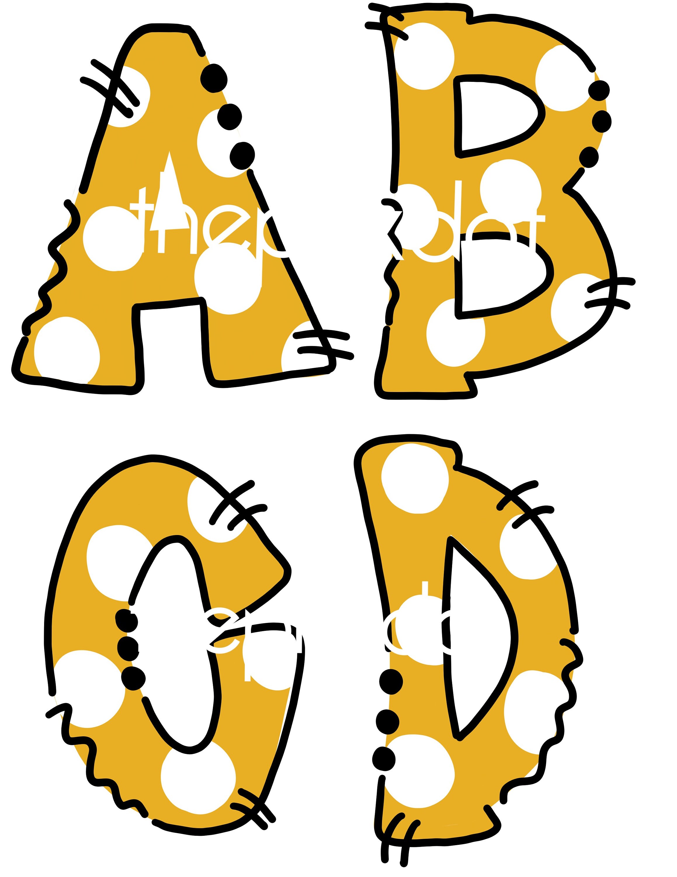 Uppercase Gold Alphabet Set, Hand Drawn Digital Download - Etsy