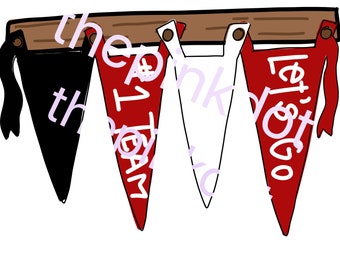 Editable Maroon and Black Pennant Flags Digital Download | Etsy