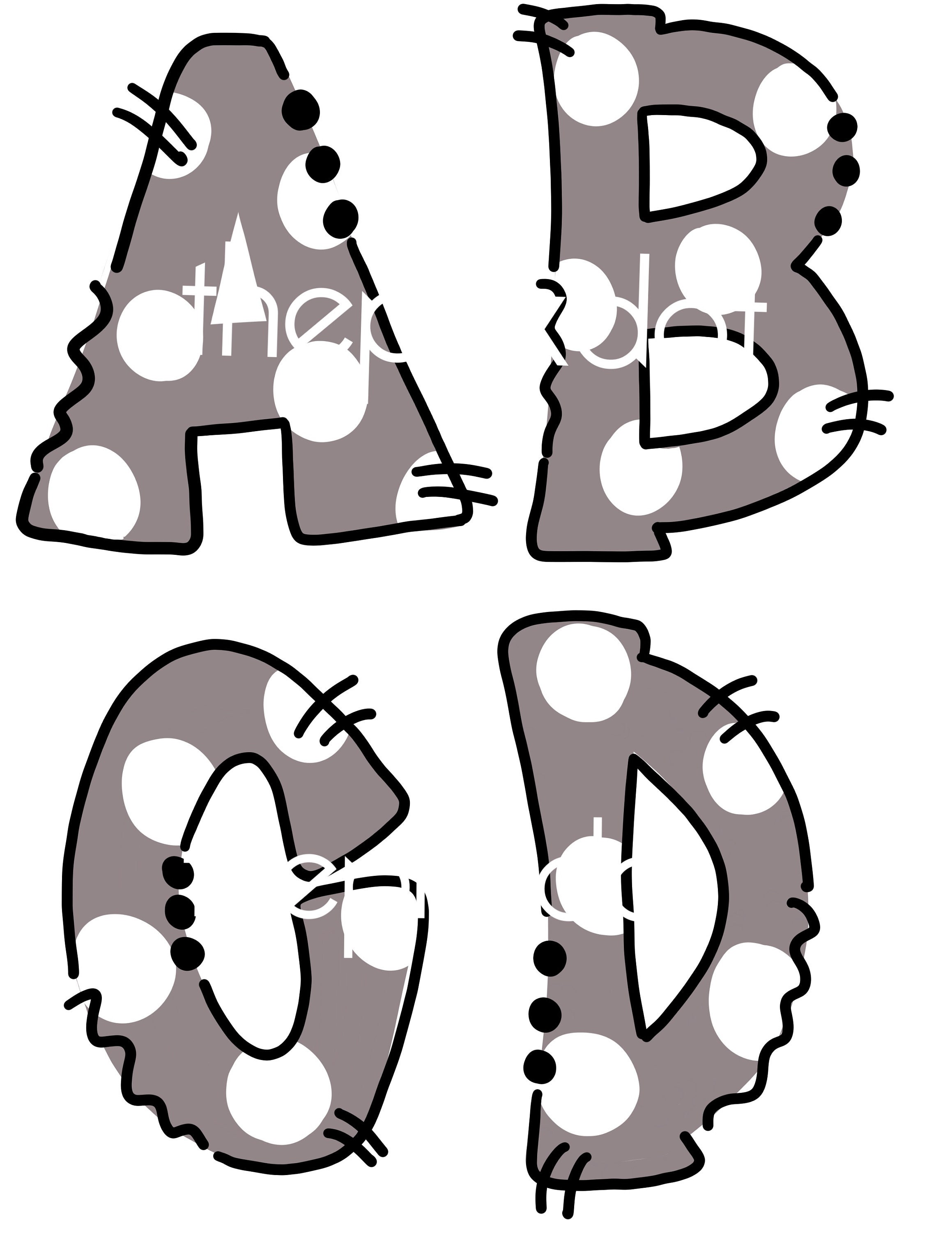 Uppercase Gray Alphabet Set, Hand Drawn Digital Download - Etsy