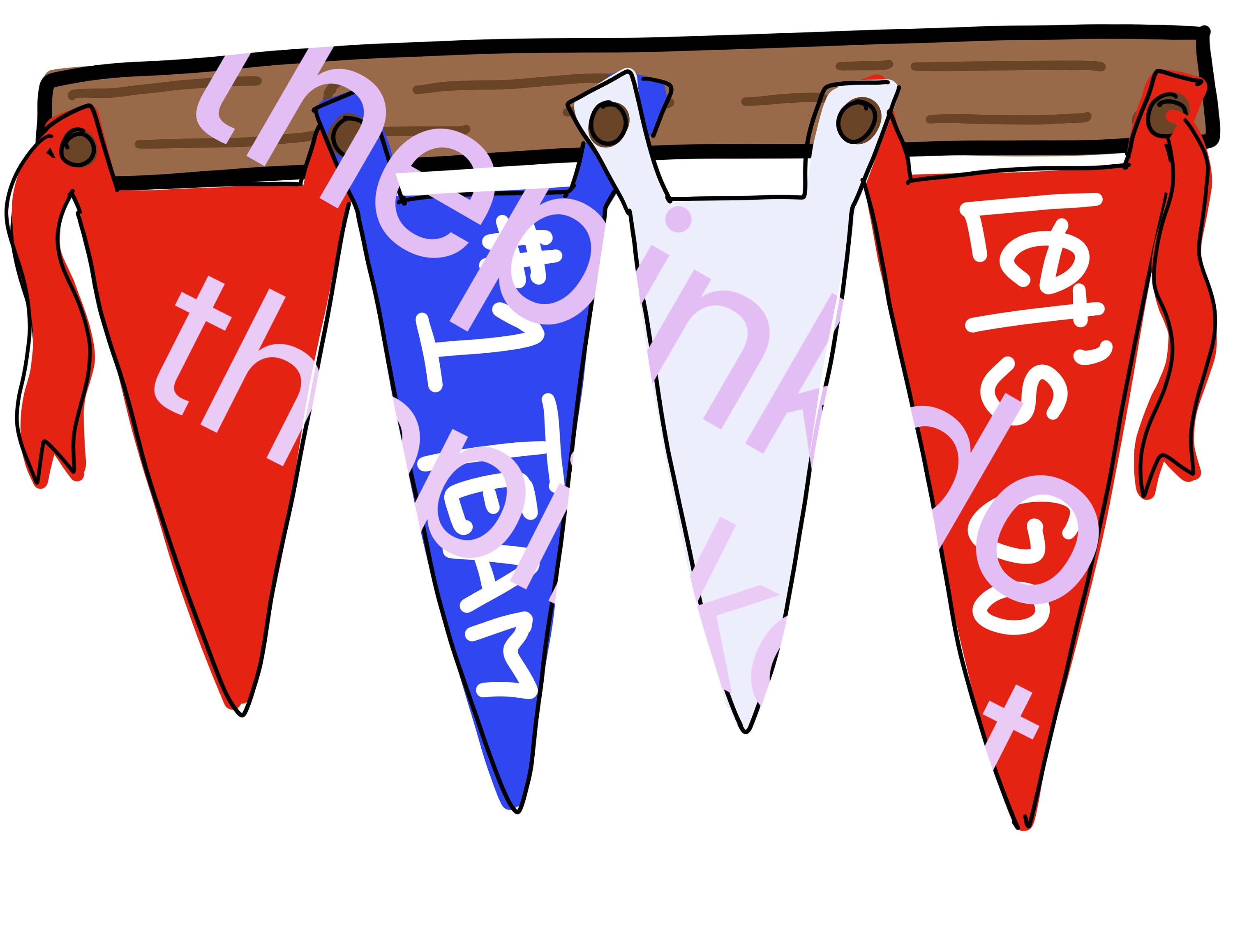 Editable Red and Blue Pennant Flags Digital Download - Etsy