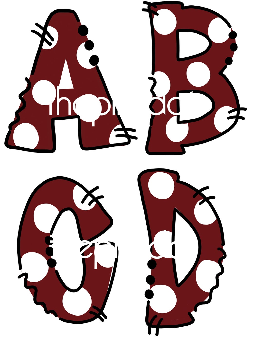 Uppercase Maroon Alphabet Set, Hand Drawn Digital Download - Etsy