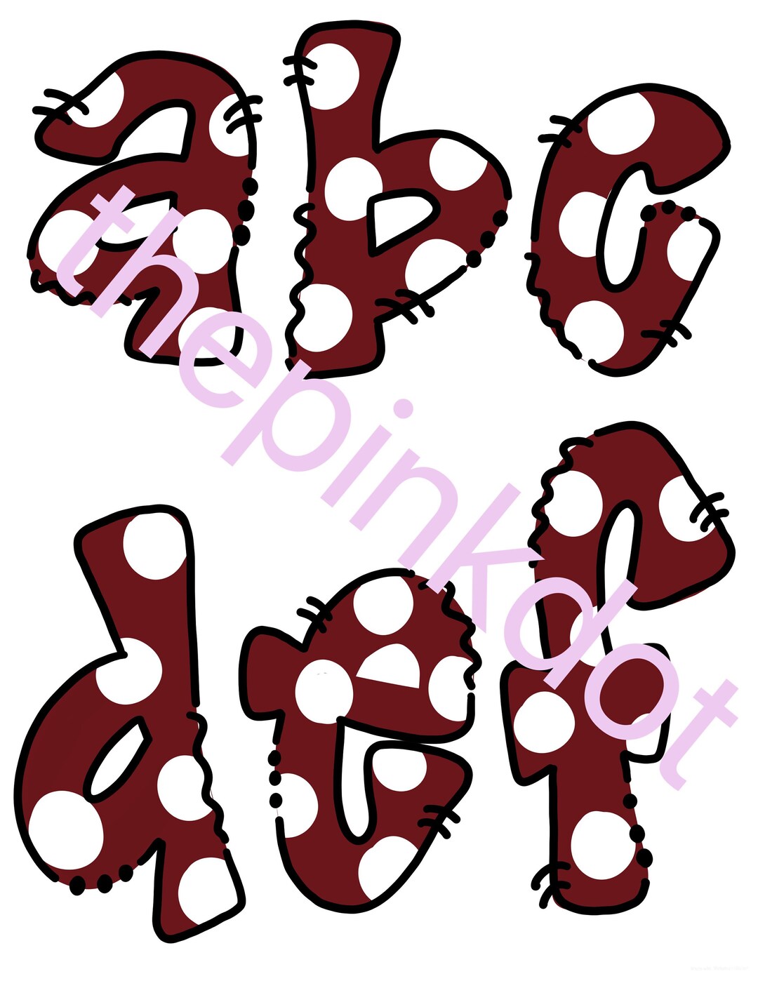 Lowercase Maroon Alphabet Set - Etsy