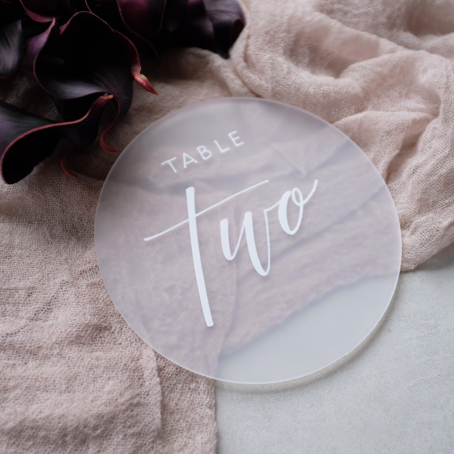 Round Frosted Acrylic Table Numbers With Acrylic Stand. Frost - Etsy