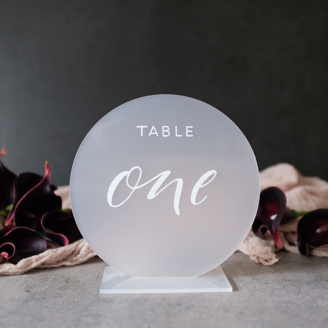 Round Frosted Acrylic Table Numbers With Acrylic Stand. Frost - Etsy