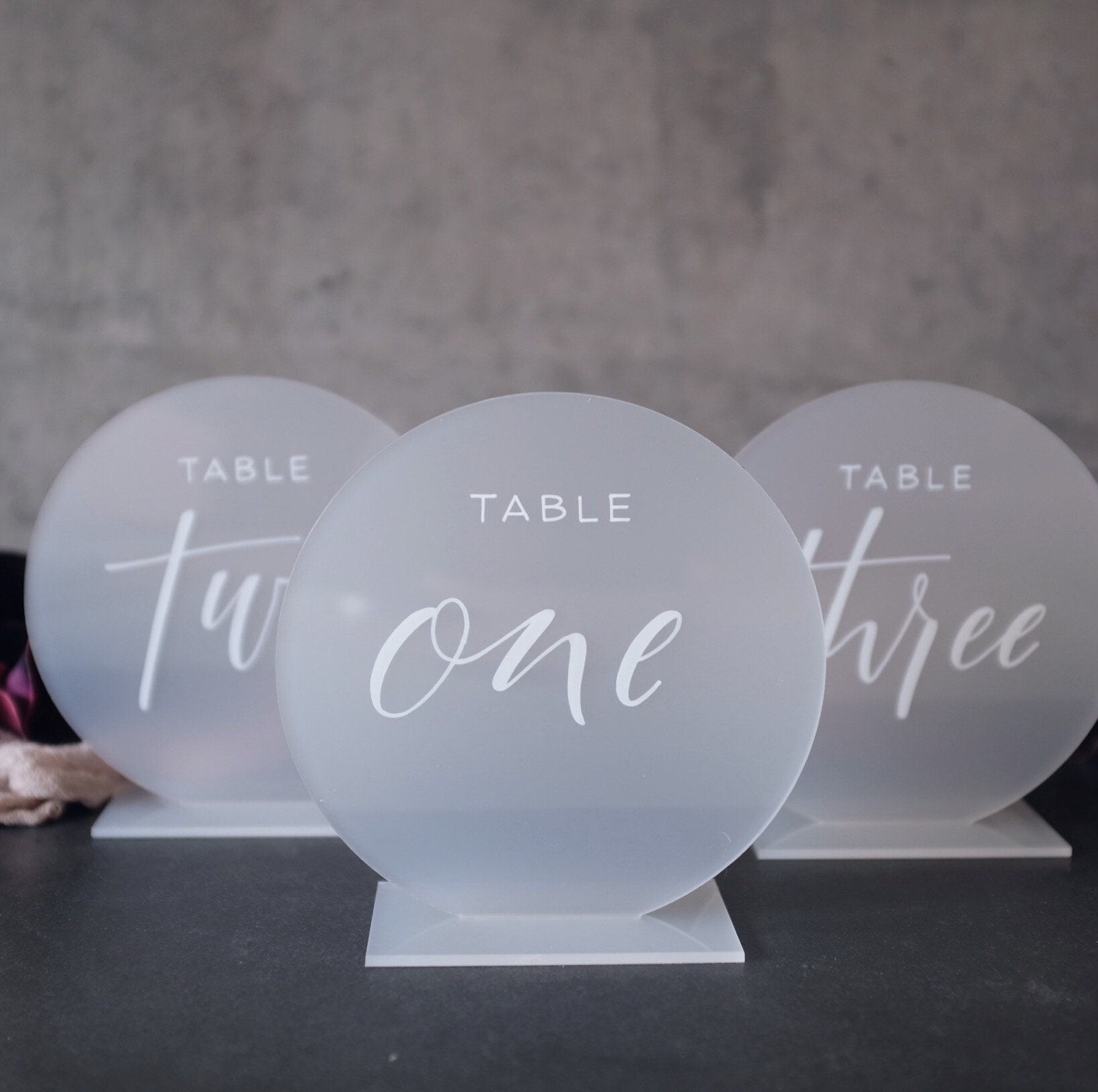 Round Frosted Acrylic Table Numbers With Acrylic Stand. Frost - Etsy