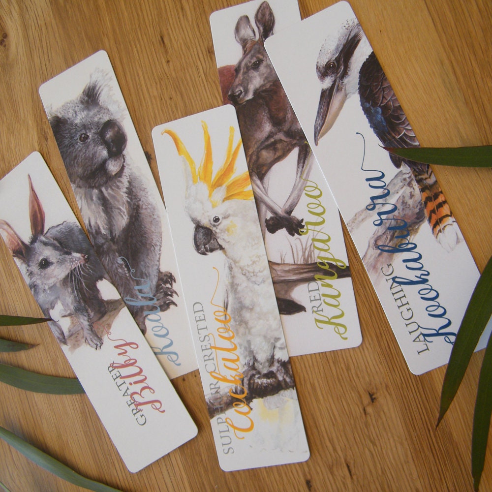 Australian Fauna Bookmark - Kookaburra, Cockatoo, Bilby, Koala, Red ...