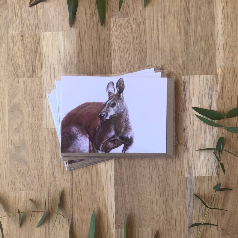 4 X Red Kangaroo Cards Illustrated and Printed in Australia - Etsy