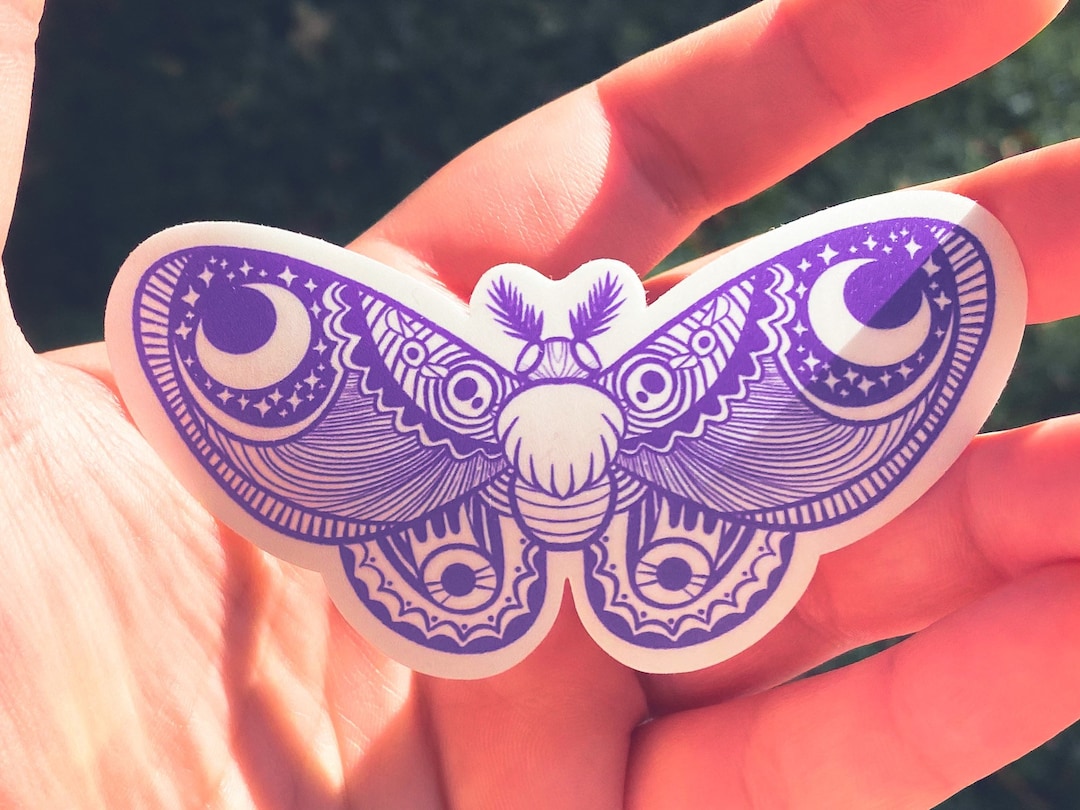 Moth Sticker, Purple Aesthetic Sticker, Moon Moth Sticker, Nature Decal ...