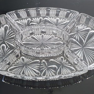 Vintage Oval Diveded Relish Tray. Silver Plated, Clear Pressed Glass ...