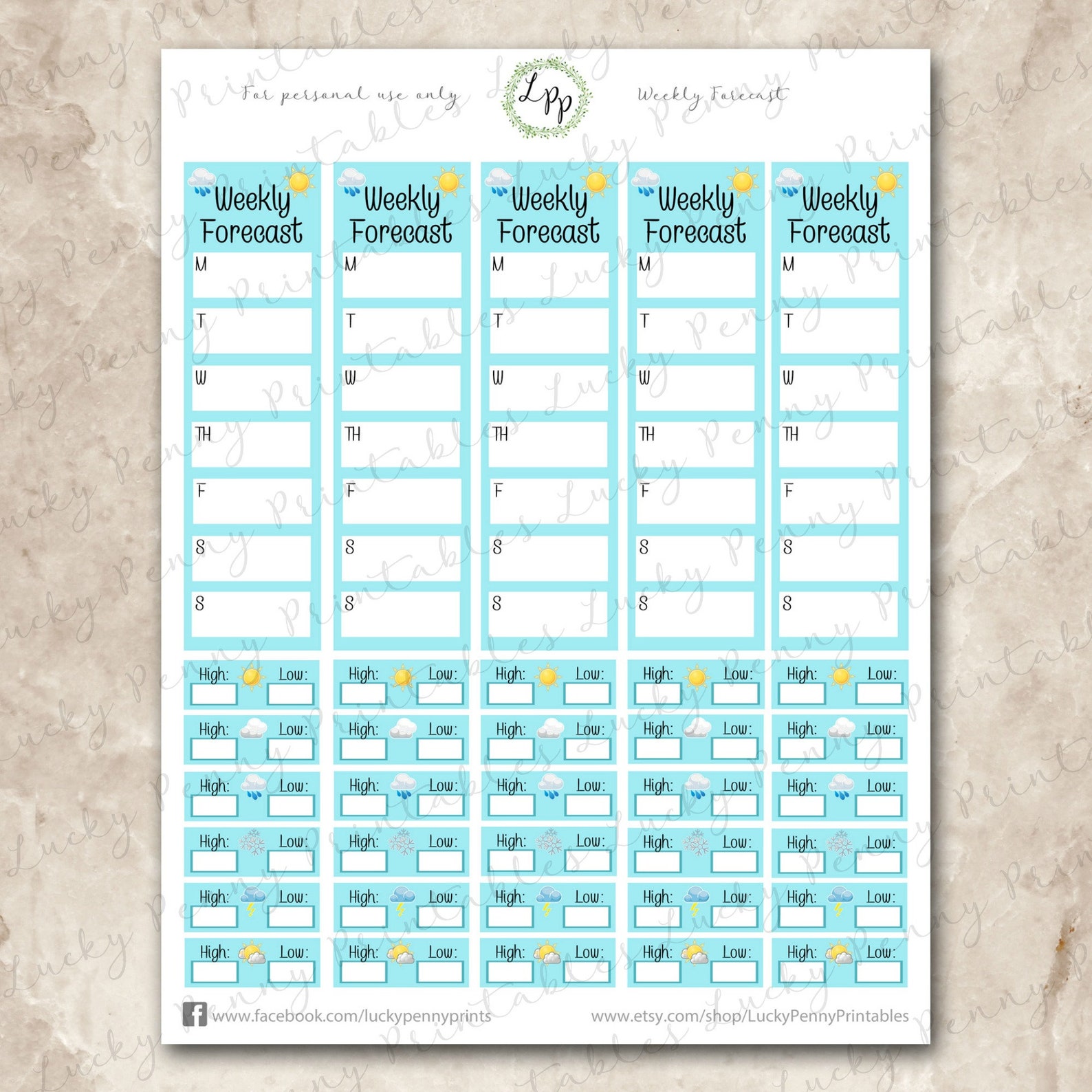 Weekly Forecast Tracker Sidebar and Boxes, Erin Condren, Life Planner ...