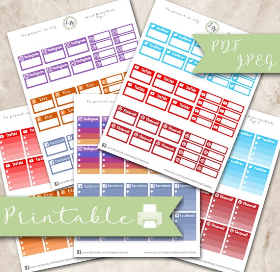 Social Media Tracker Collection Printable Planner Stickers - Etsy