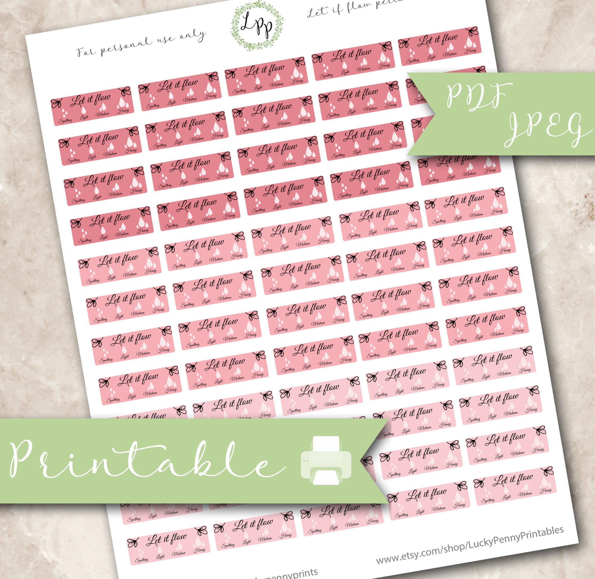 Let It Flow Period Tracker Printable Planner Stickers Erin | Etsy Canada