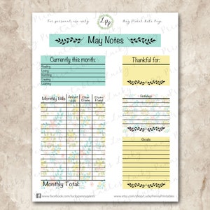 Floral May Note Page Kit, Printable Stickers, Erin Condren, Floral ...