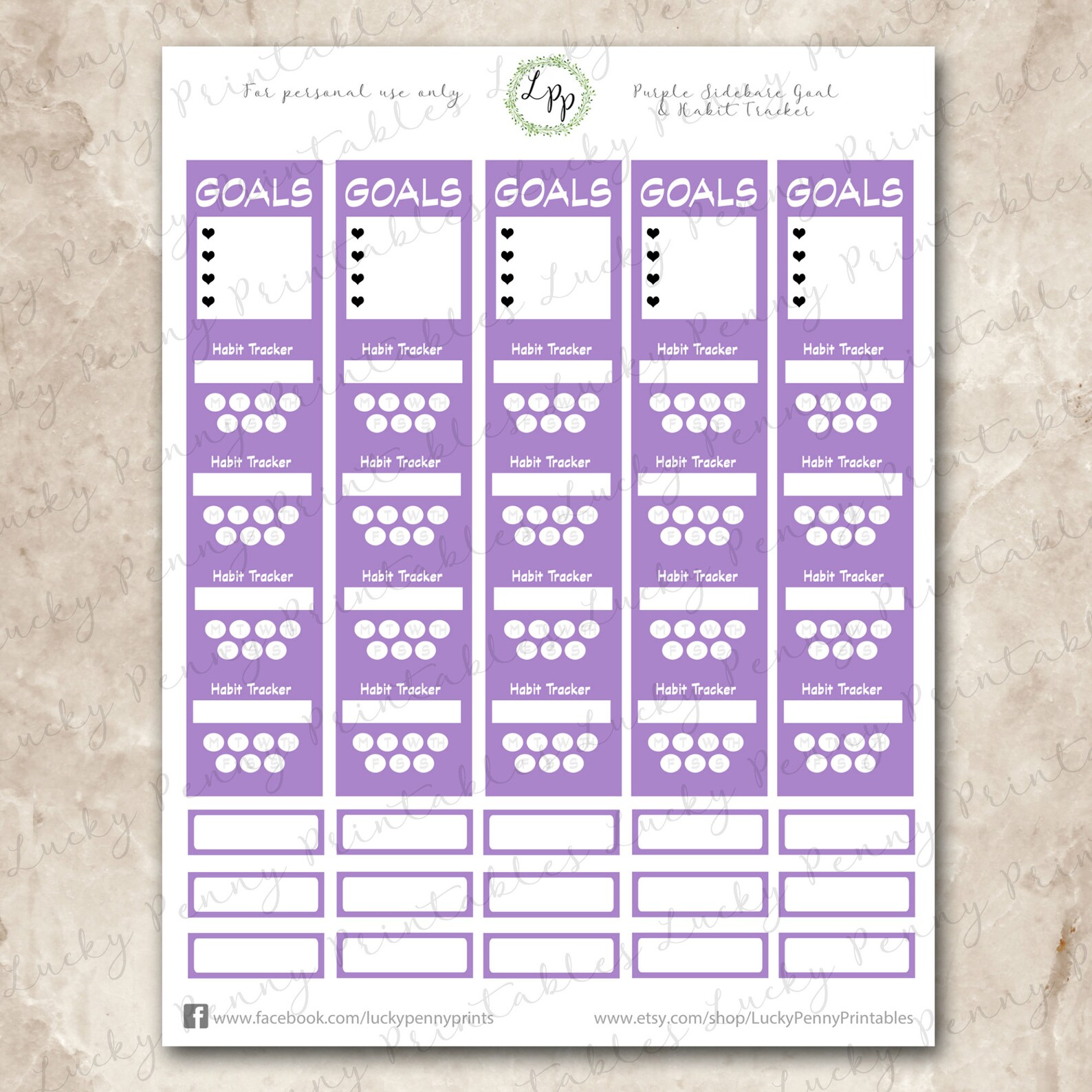 Purple Sidebar Goal and Habit Tracker, Erin Condren, Lifeplanner ...