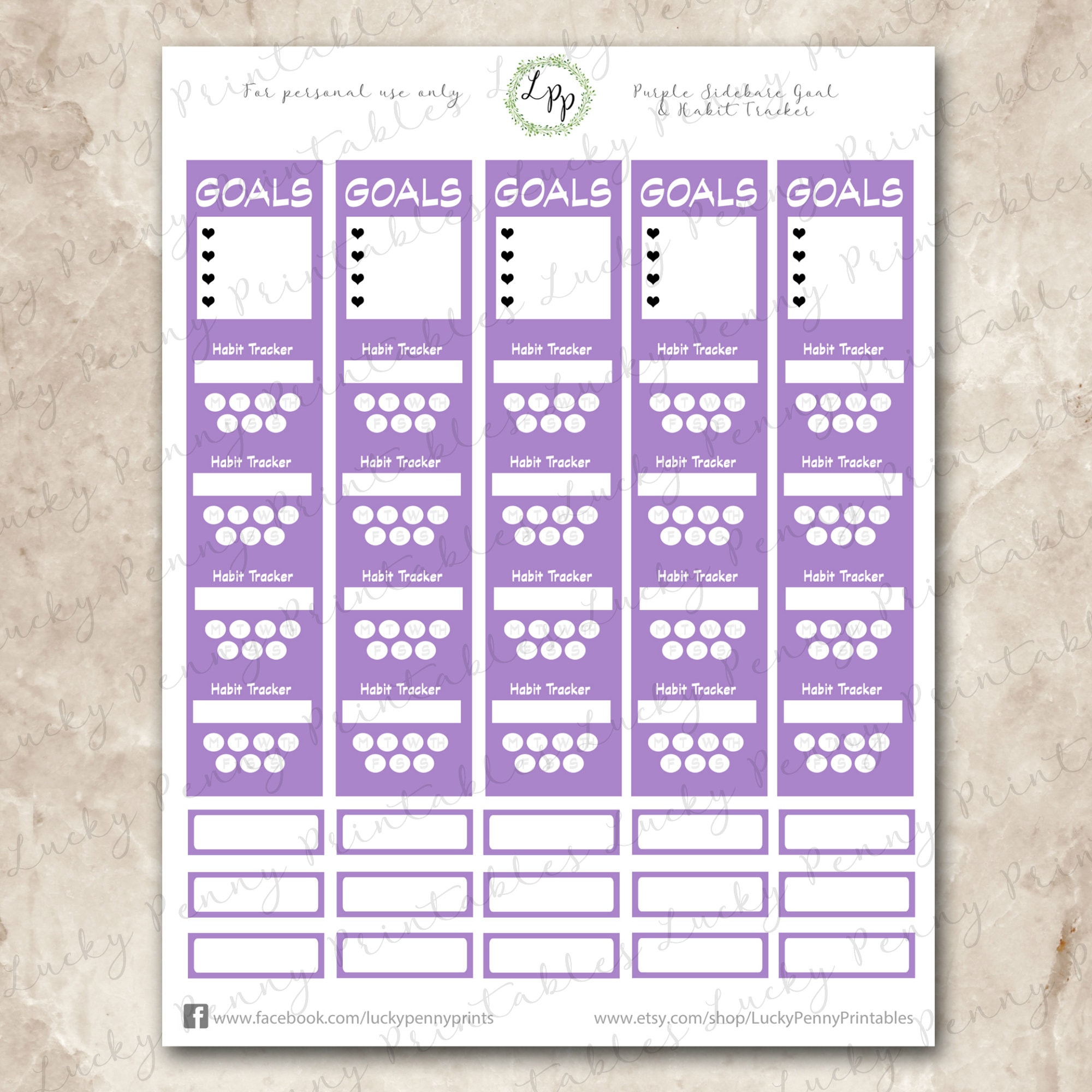 Purple Sidebar Goal and Habit Tracker, Erin Condren, Lifeplanner ...