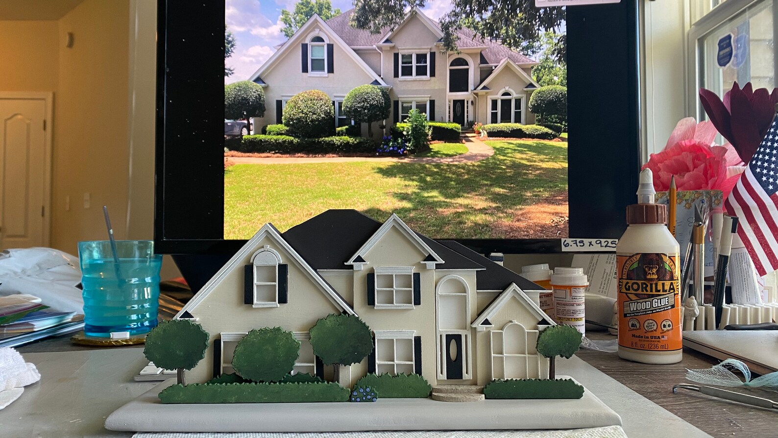 Custom Made House on Wooden Stand Portrait House Wooden - Etsy