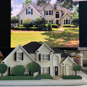 Custom Made House on Wooden Stand Portrait House Wooden - Etsy