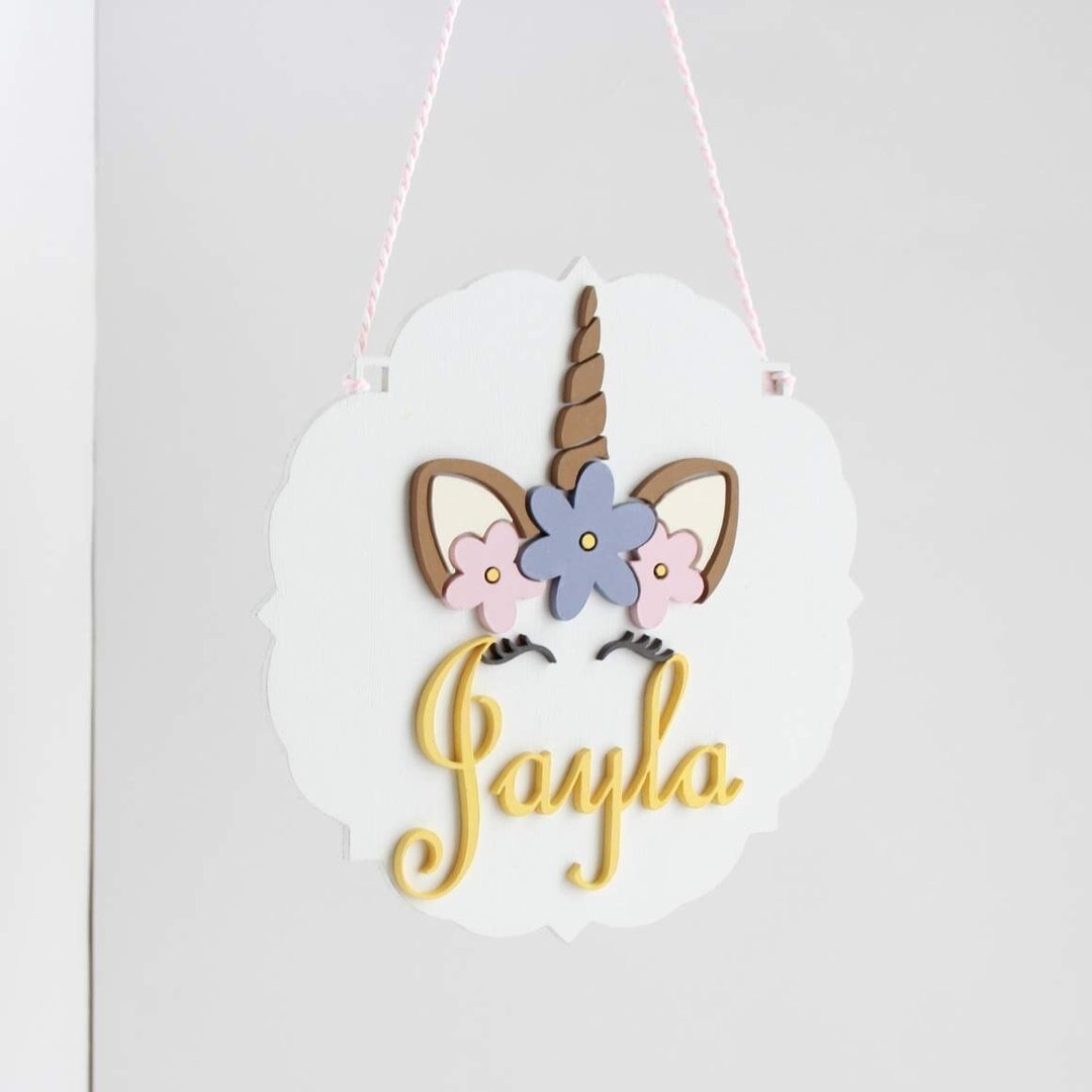 Unicorn Custom Wooden Name Sign Personalized Sign, Modern Home Decor ...