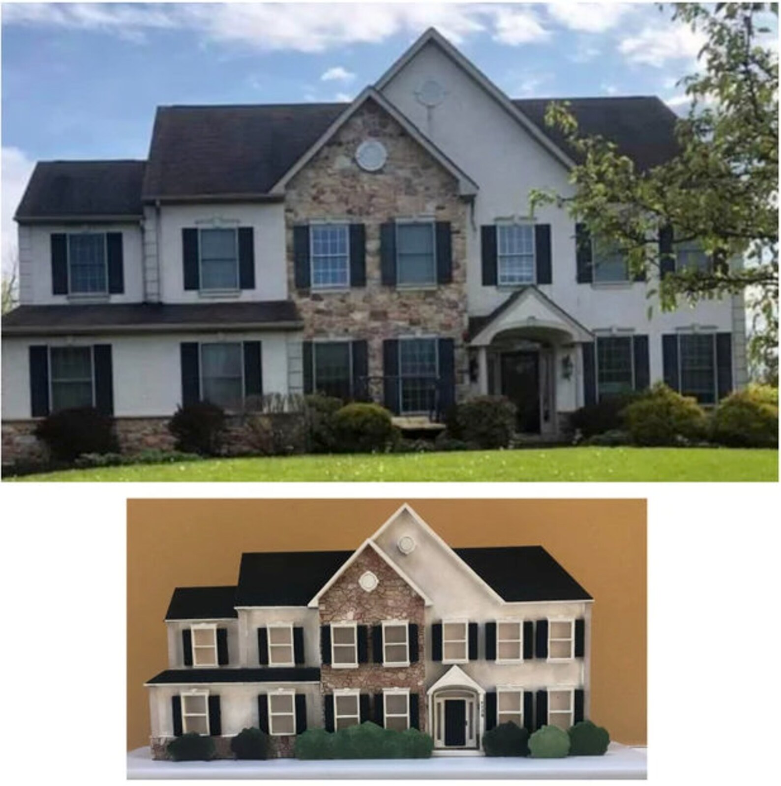 Custom Made House on Wooden Stand, Portrait House, Wooden House, House ...