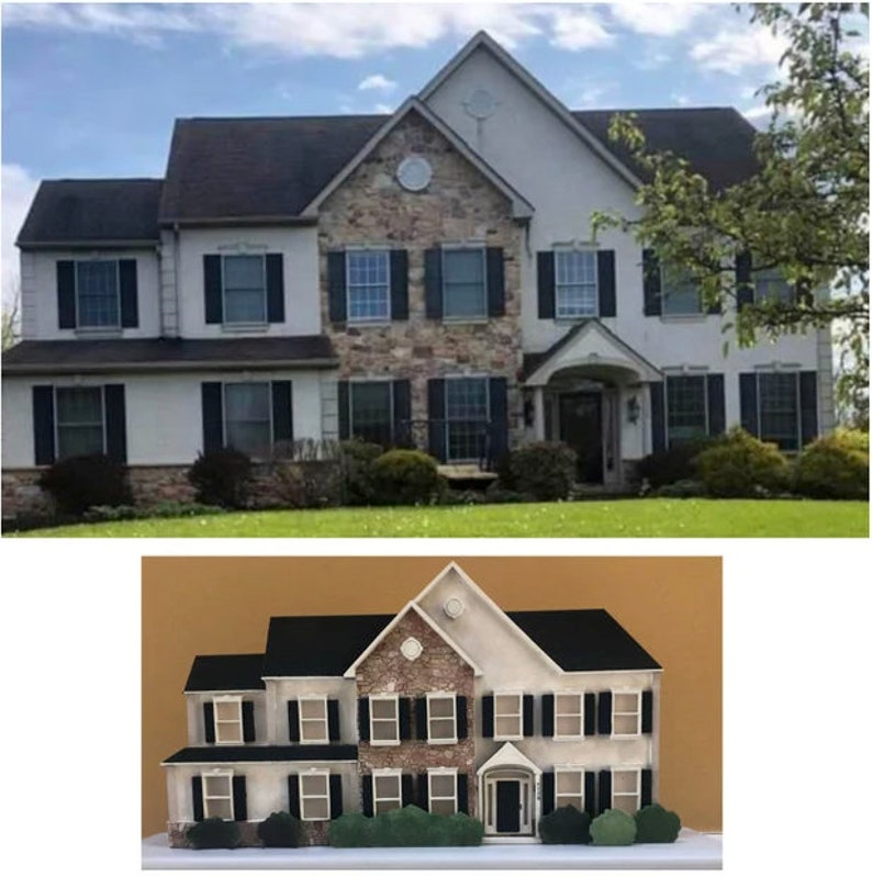 Custom Made House on Wooden Stand Portrait House Wooden - Etsy