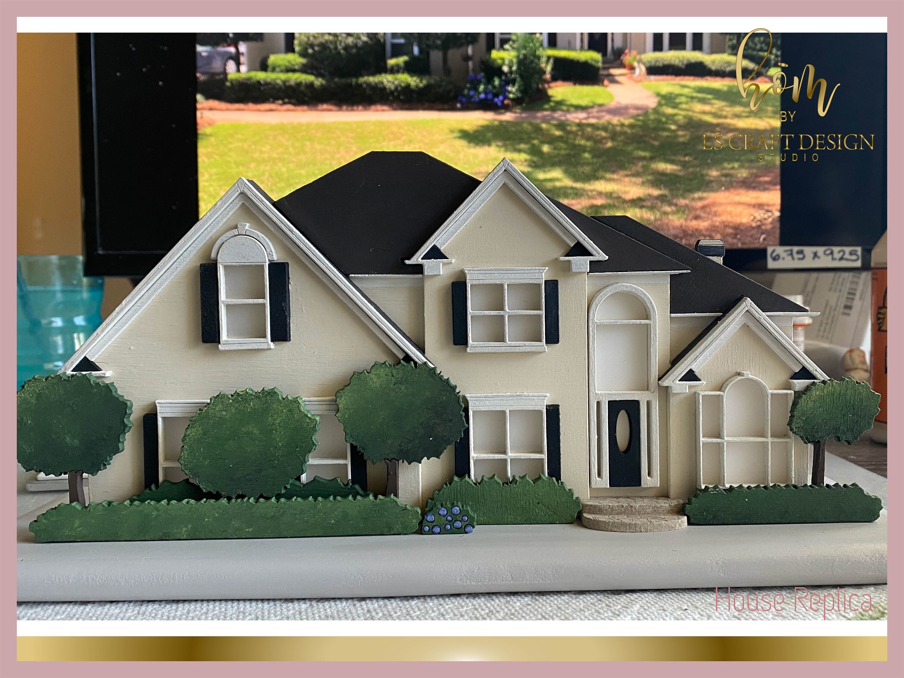 Custom Made House on Wooden Stand Portrait House Wooden - Etsy