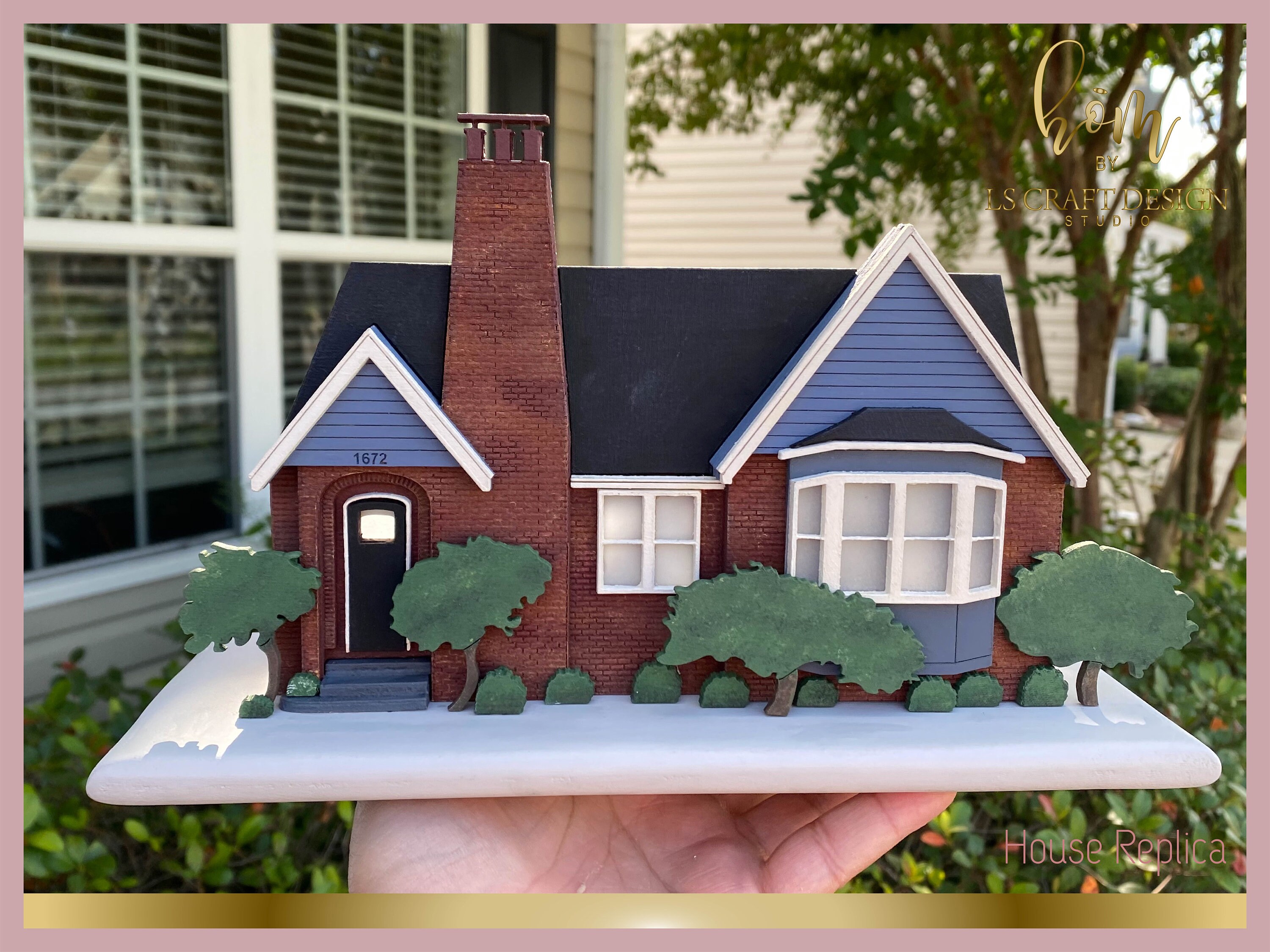 Custom Made House on Wooden Stand Portrait House Wooden - Etsy