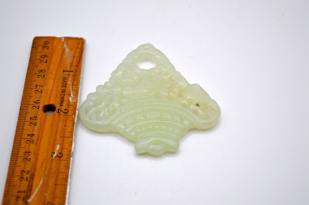 Carved Celadon Jade Wind Chime Flower Basket With Lucky Symbols - Etsy