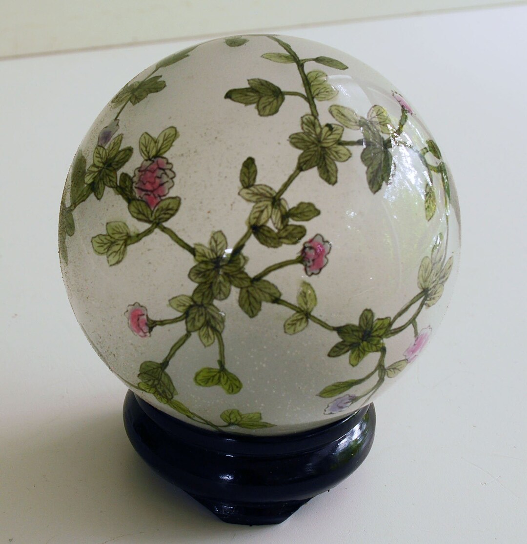 Chinese Interior Painted Glass Sphere With Stand - Etsy