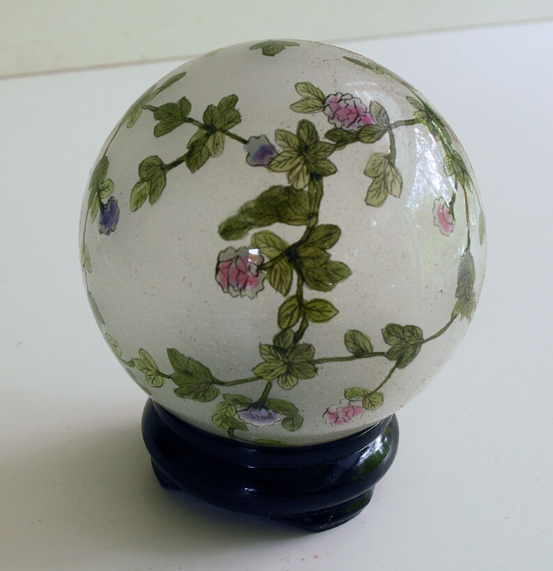 Chinese Interior Painted Glass Sphere With Stand - Etsy