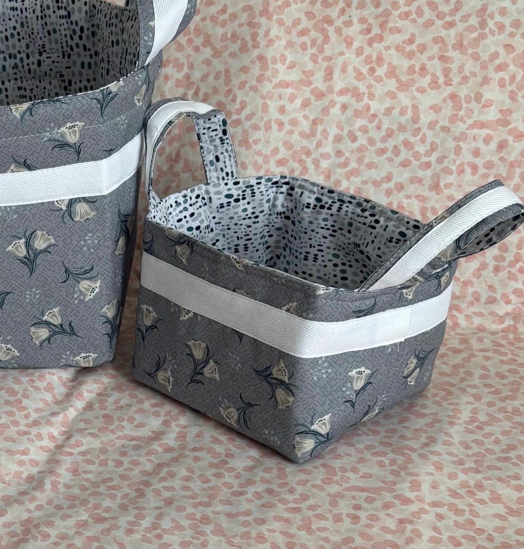 Small Gift Basket Spring Lilys on Gray Fabric Gift Basket, Easter ...