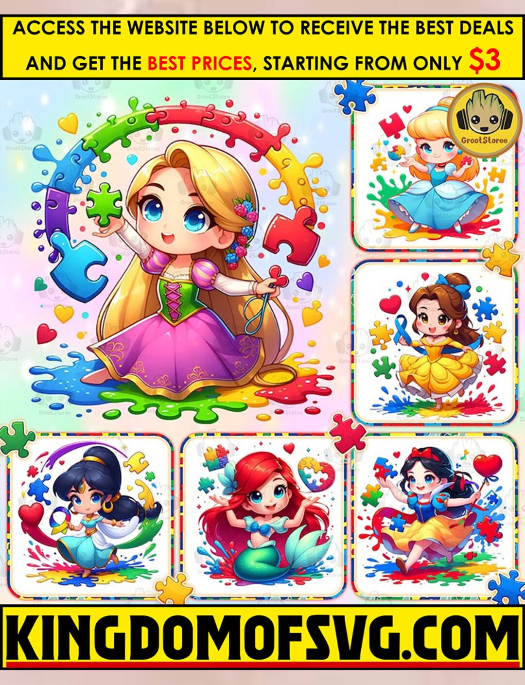 Autism Princess Png Bundle, Autism Awareness Png, Awareness Png, Be ...