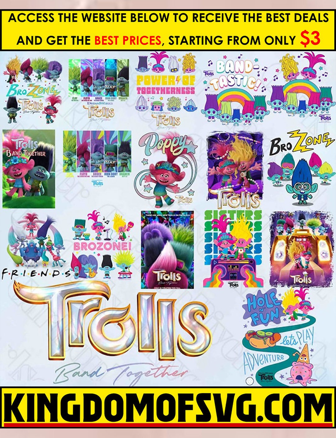 Trolls PNG Bundle, Trolls PNG Digital Papers, Trolls Characters PNG ...