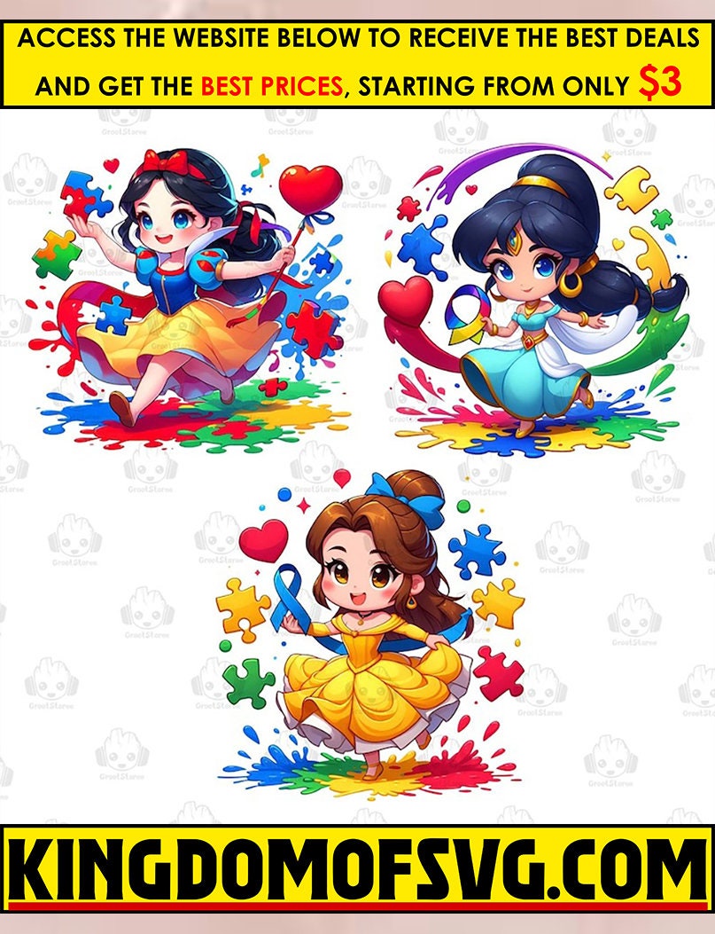 Autism Princess Png Bundle, Autism Awareness Png, Awareness Png, Be ...