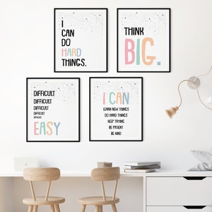 Set of 4 Classroom Growth Mindset Prints Bundle Motivational Classroom ...